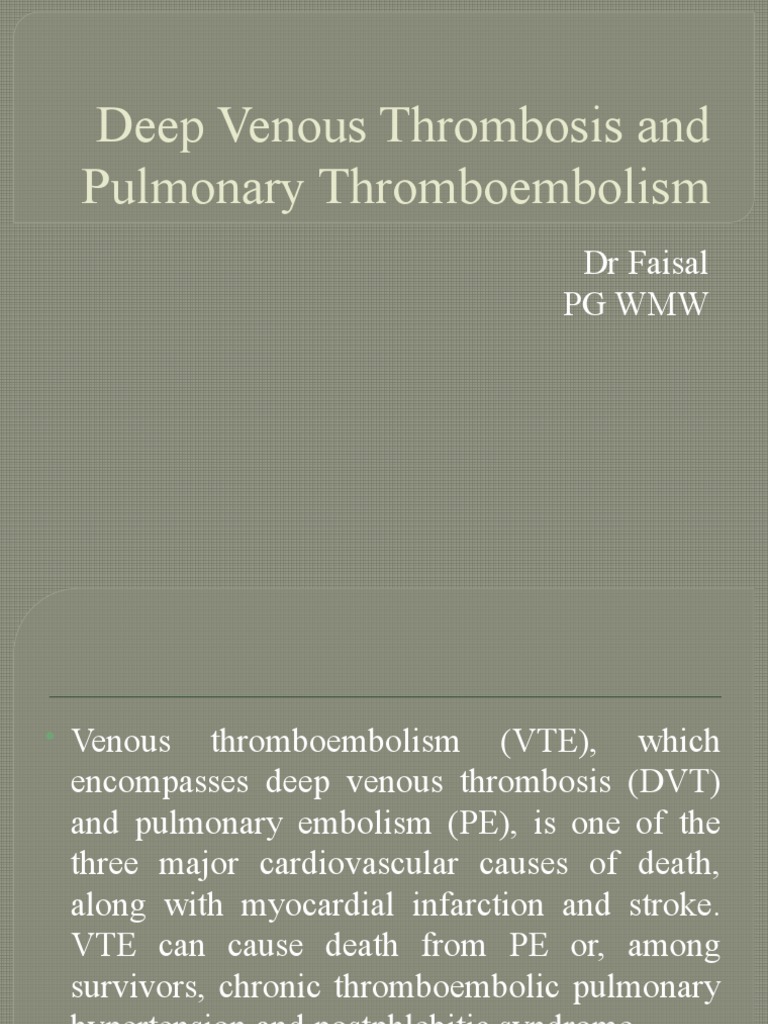 Deep Venous Thrombosis And Pulmonary Thromboembolism Pdf Thrombosis
