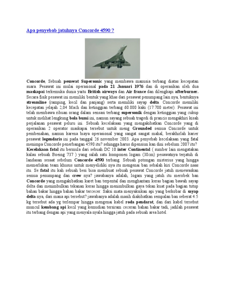 Apa Penyebab Jatuhnya Concorde 4590 | PDF