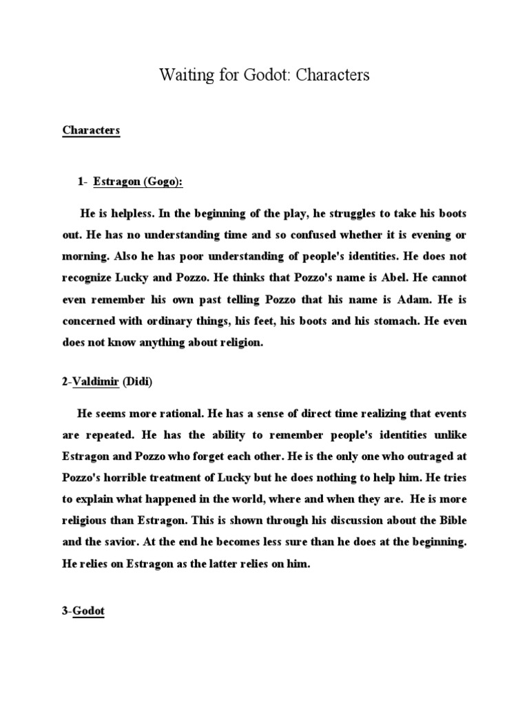 Waiting For Godot Characters | PDF