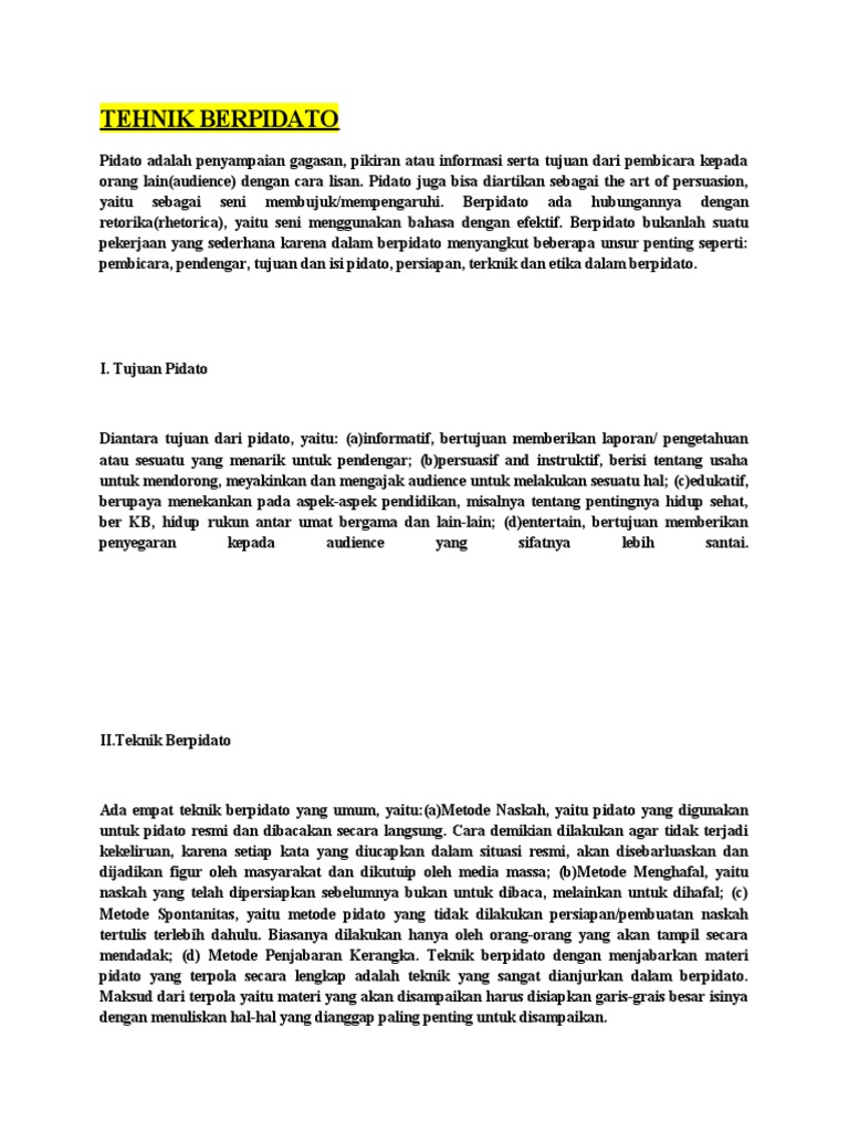 Teknik dan Etika Berpidato Efektif | PDF | Karier & Perkembangan