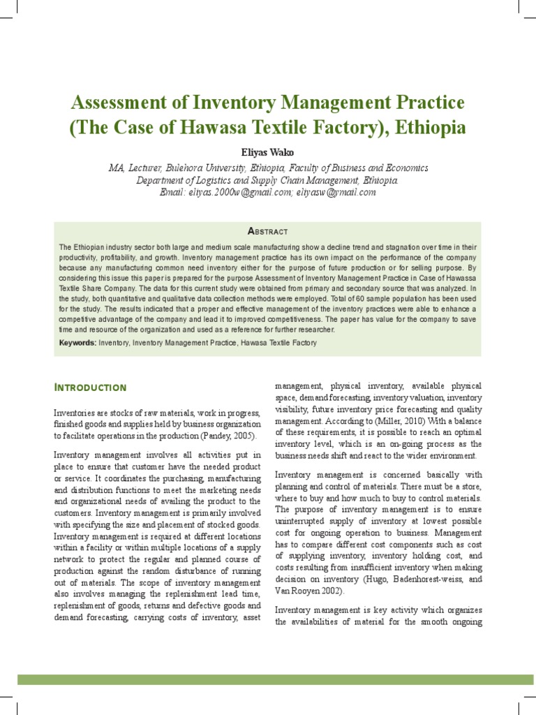 Assessment of Inventory Management Pract | PDF | Inventory | Sampling ...