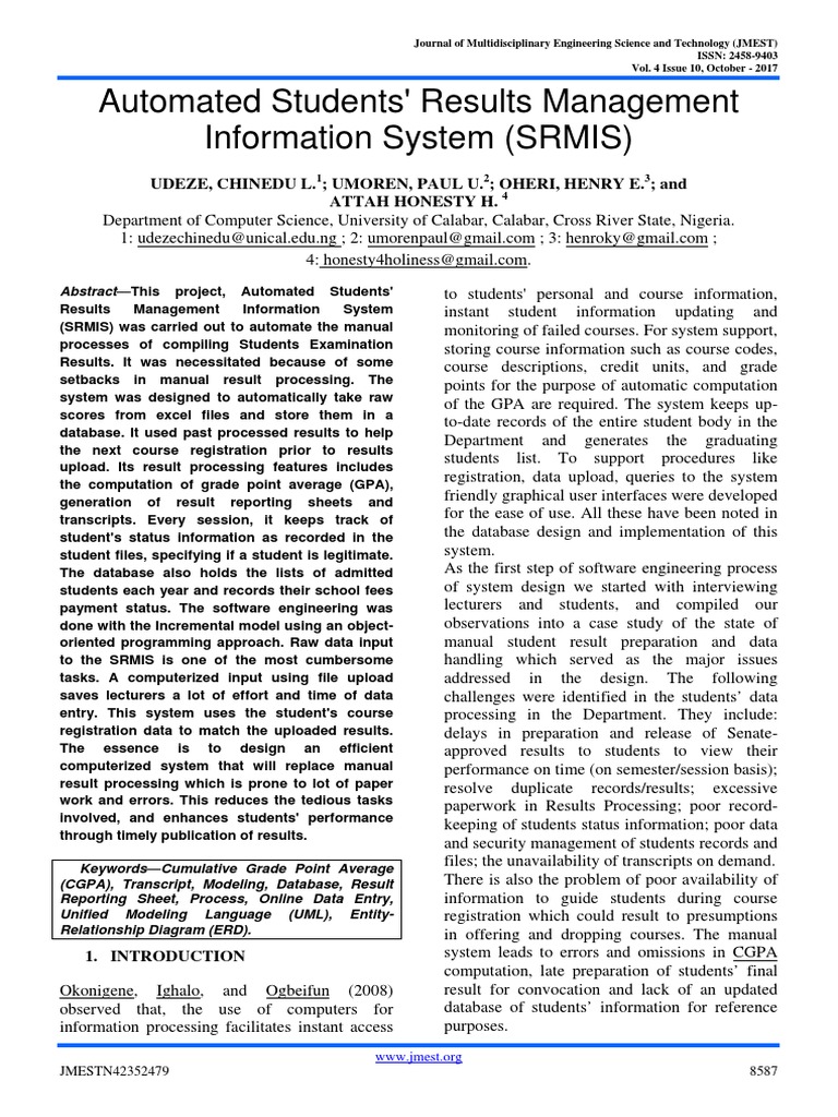 Automated Student Results Management System | PDF | Software ...