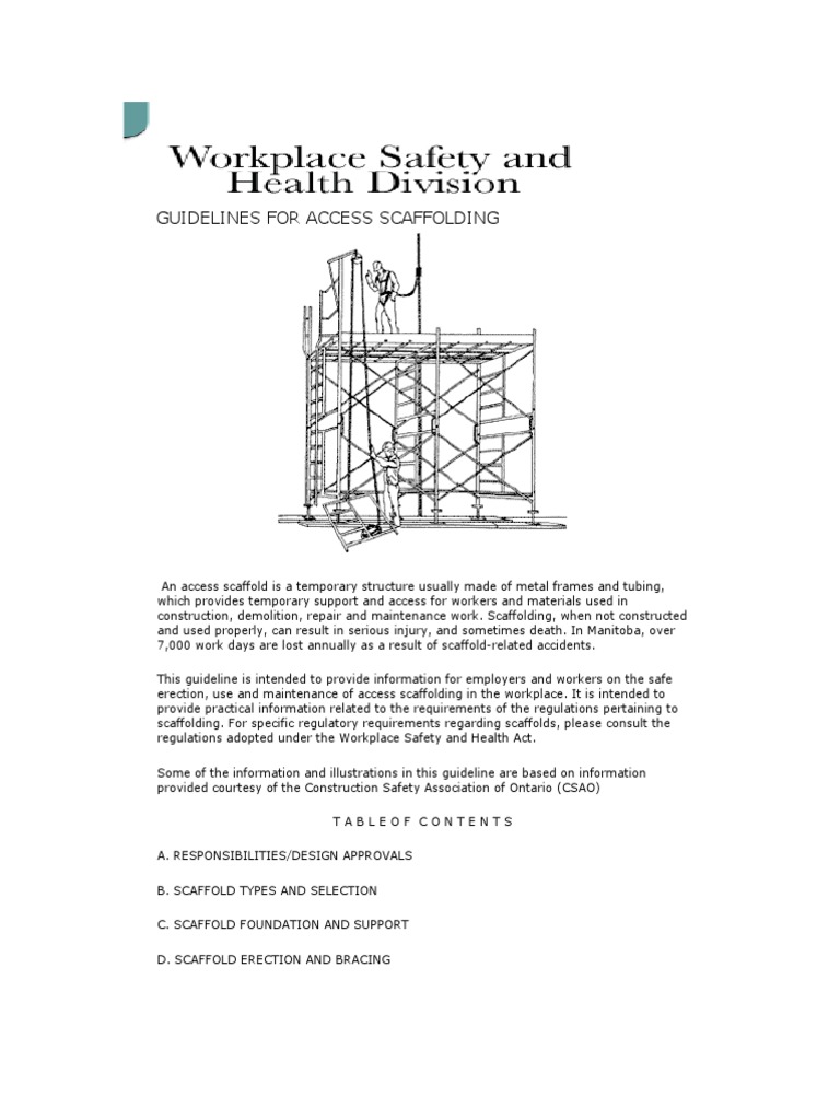 Guidelines For Access Scaffolding | PDF | Scaffolding | Lumber