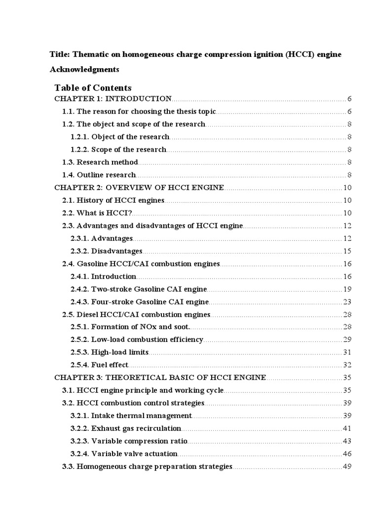 Title: Thematic On Homogeneous Charge Compression Ignition (HCCI) Engine Acknowledgments | PDF ...