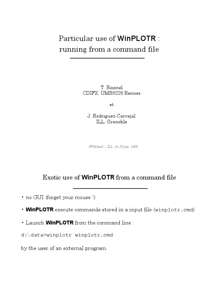 Particular Use of Winplotr: Running From A Command File | PDF