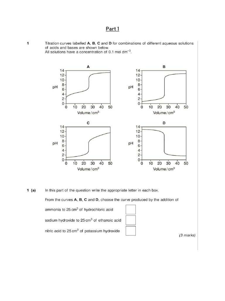Acid-Base Titration Practice Questions | PDF | Mole (Unit) | Molar ...