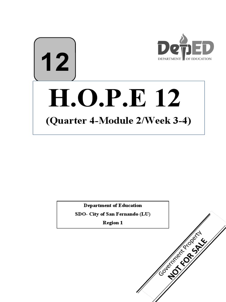 HOPE 12 Module 2 Week 3 4 Quarter 4 | PDF | Backpack | Hiking
