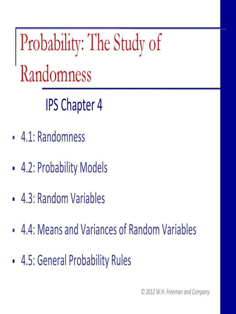 01 Lecture1-Randomness-Probability | PDF | Mean | Probability Distribution