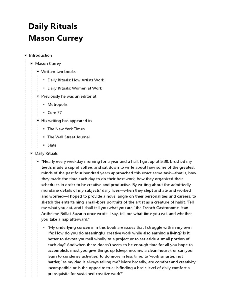 Daily Rituals Mason Currey | PDF