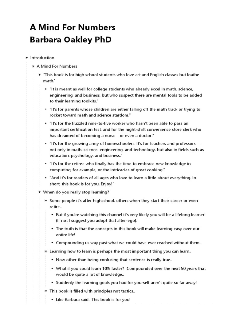 Learn Math Easily: A Mind for Numbers | PDF | Memory | Understanding