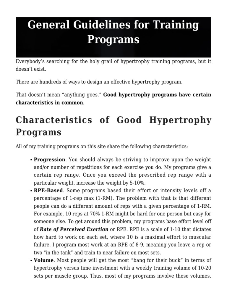 General Guidelines For Training Programs | Download Free PDF | Weight ...