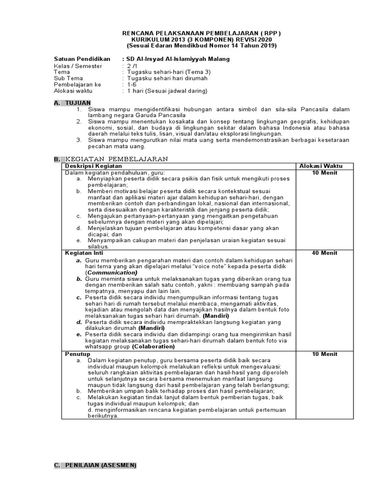 01-RPP Minggu 1 Tema 3 | PDF | Karier & Perkembangan