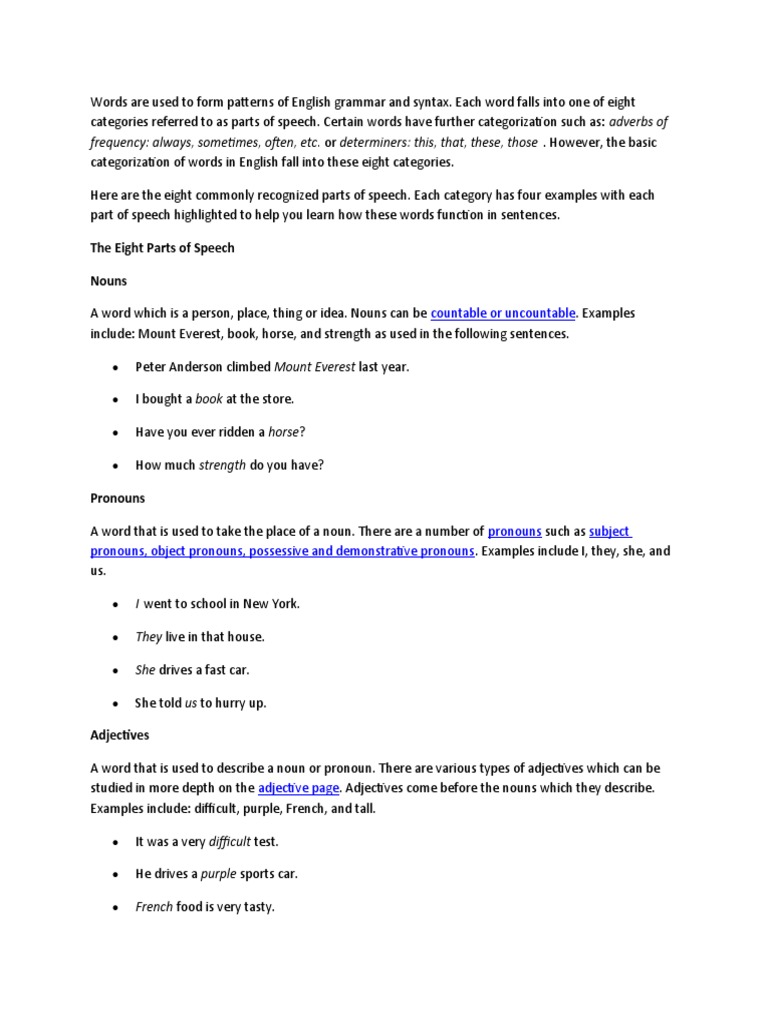 Words Are Used To Form Patterns of English Grammar and Syntax | PDF ...