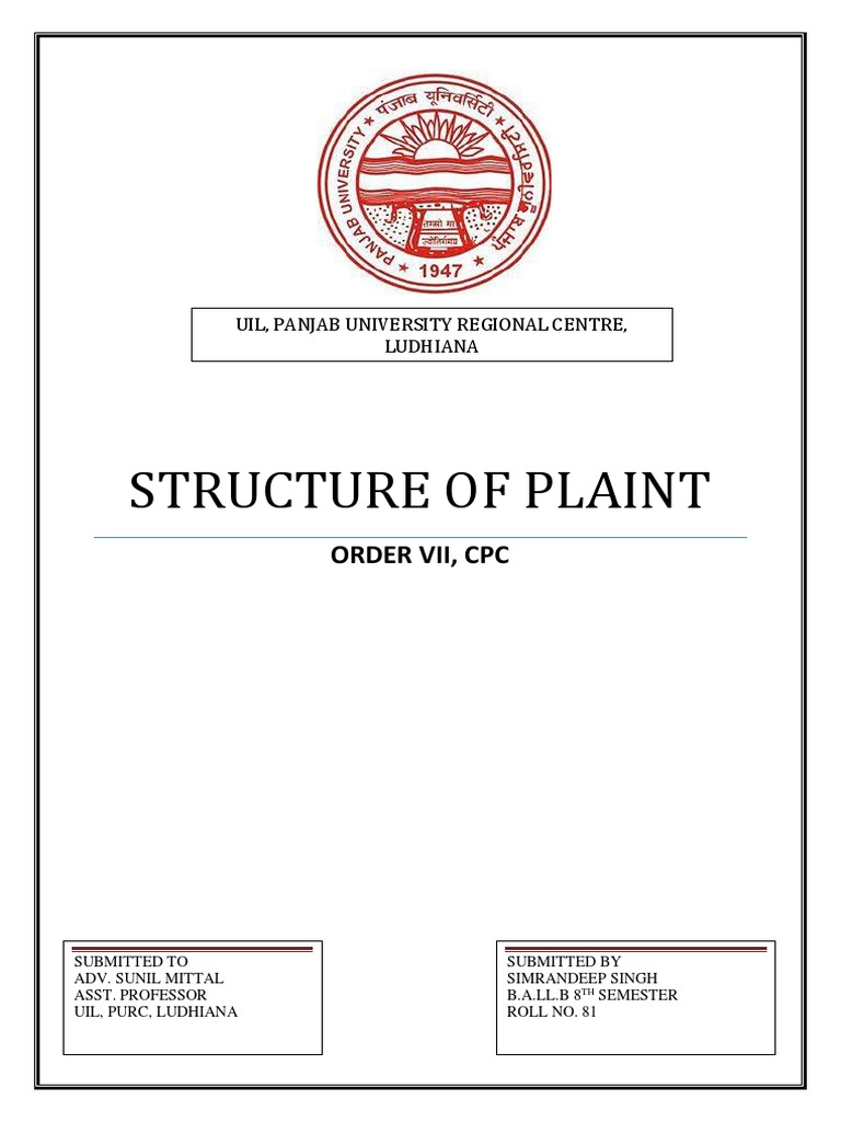 Structure of Plaint | PDF | Lawsuit | Pleading