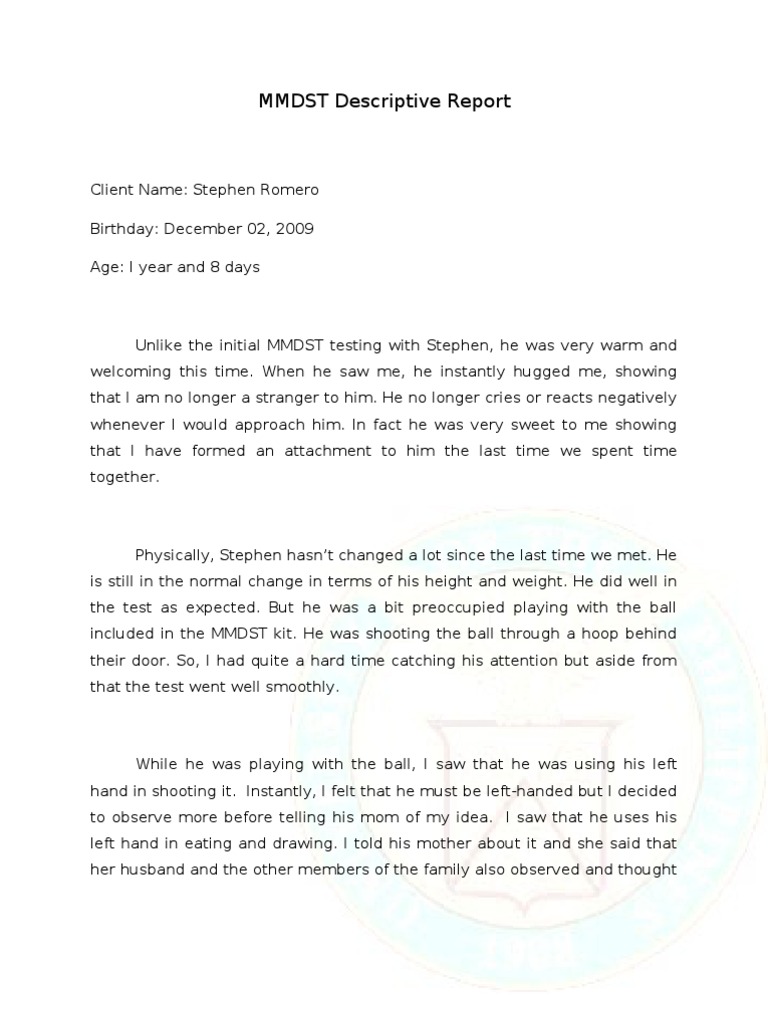 N2. MMDST Descriptive Report | PDF | Handedness | Breastfeeding