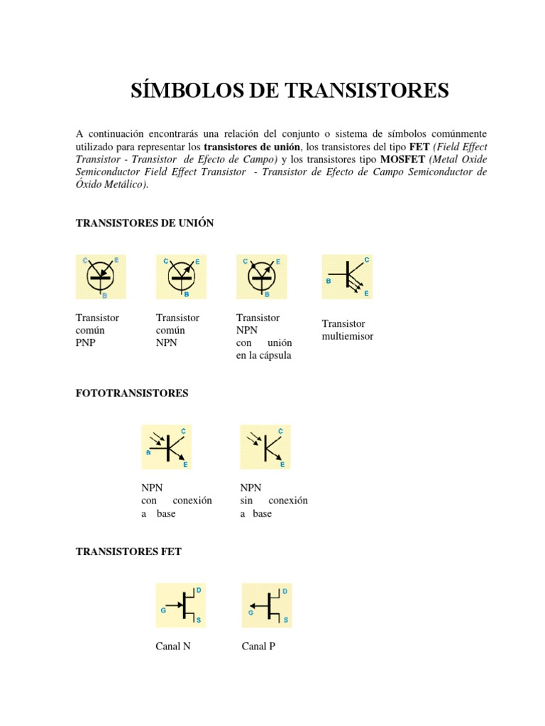 Símbolos de Transistores | PDF