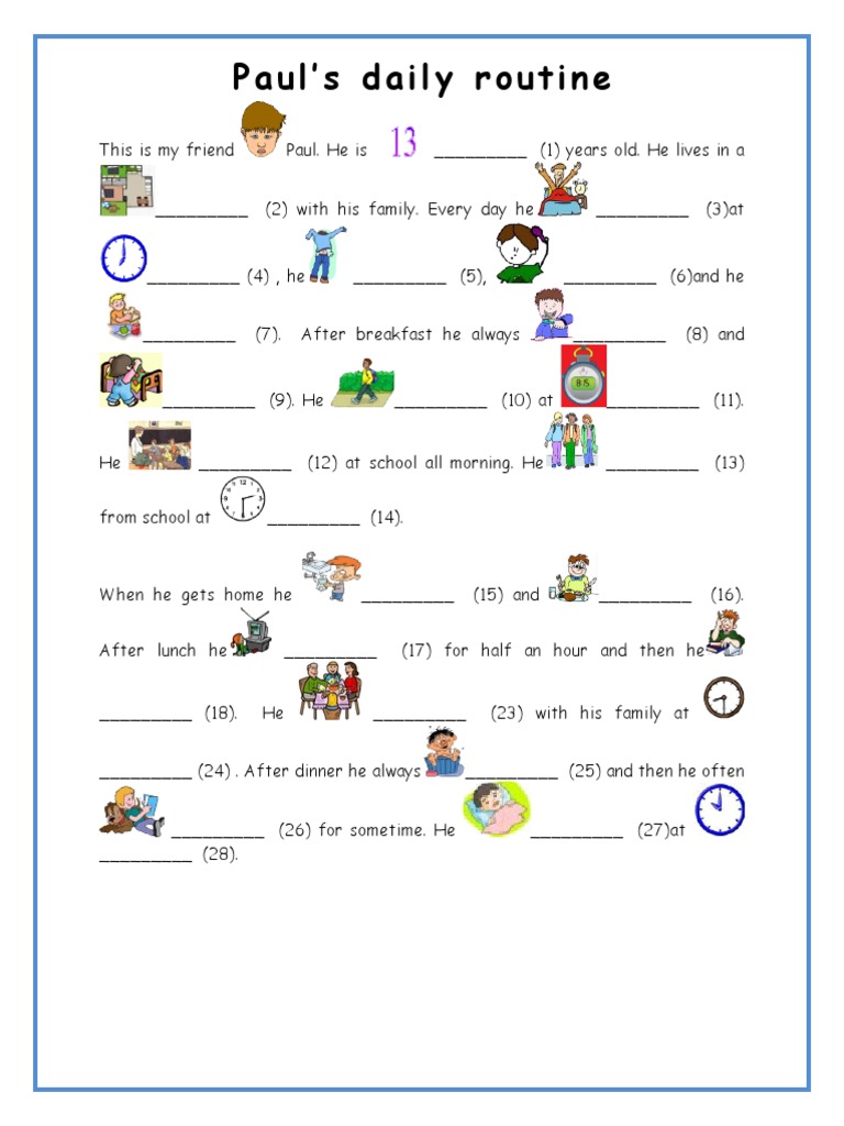 Pauls Daily Routine Reading Comprehension Exercises - 125673 | PDF