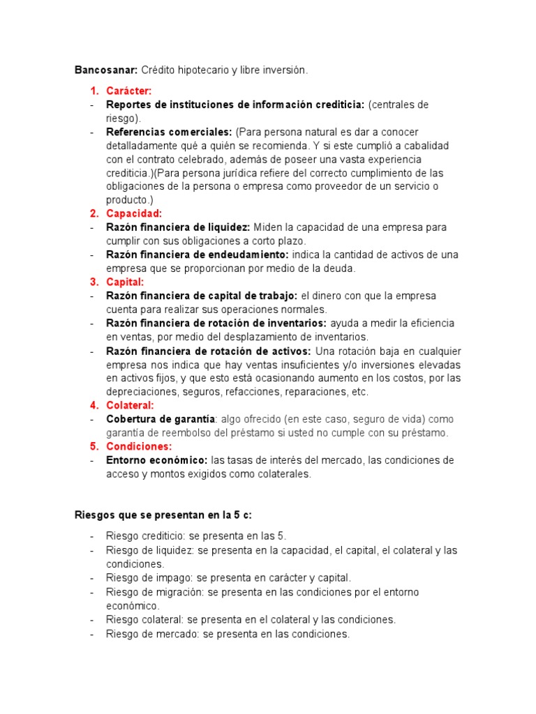 Modelo de Las 5C y Sus Riesgos | PDF | Empresas | Deuda