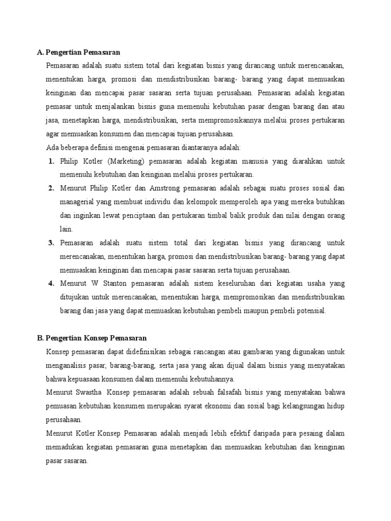 Konsep Dasar Pemasaran | PDF