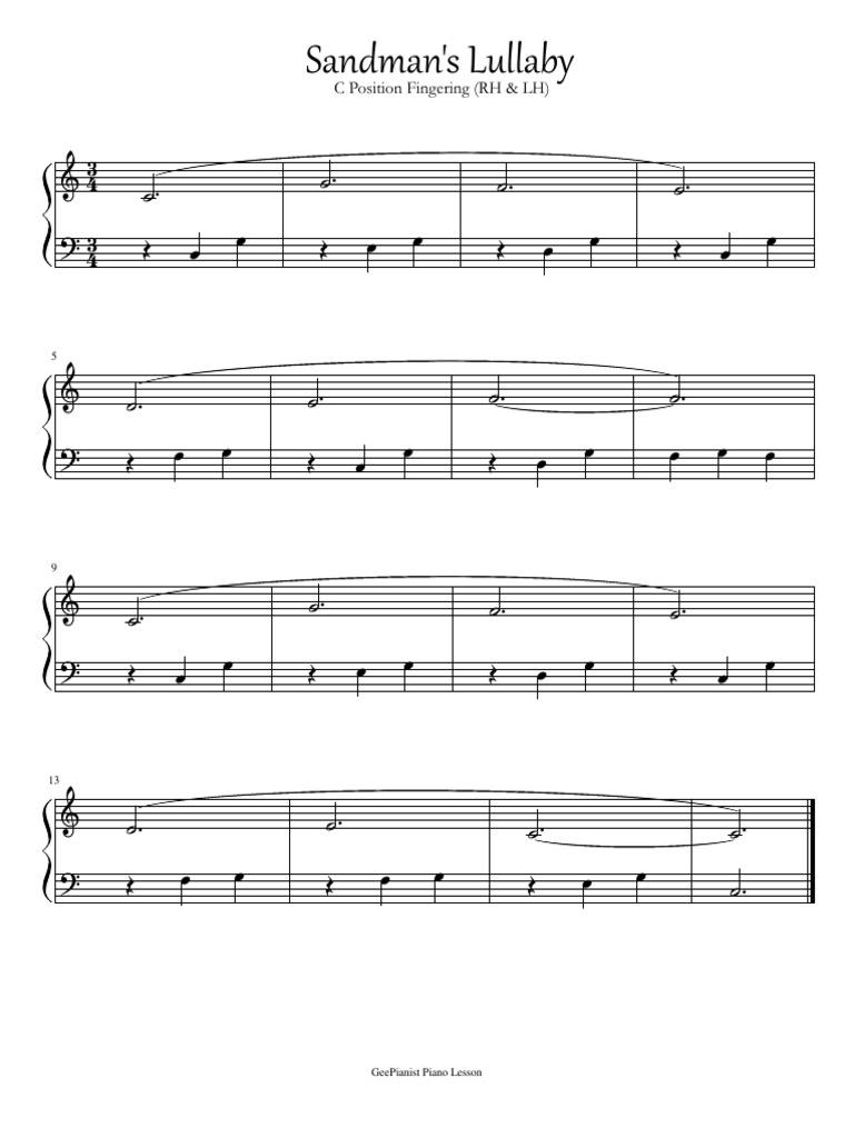 Sandman's Lullaby Piano Guide | PDF