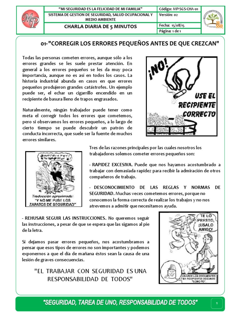 Platicas De Seguridad De 5 Minutos Pdf PDF) Charlas De 5 Minutos Por