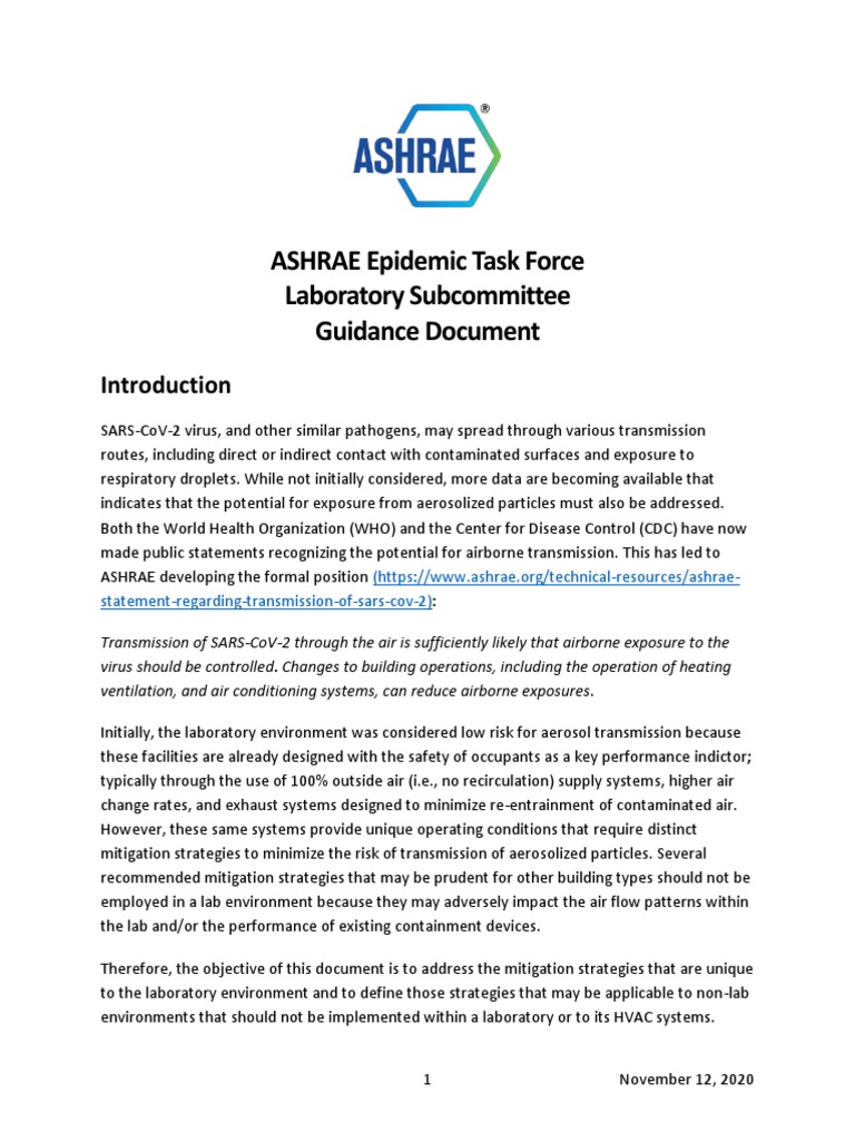 Ashrae Etf Lab Guidance | PDF | Ventilation (Architecture ...