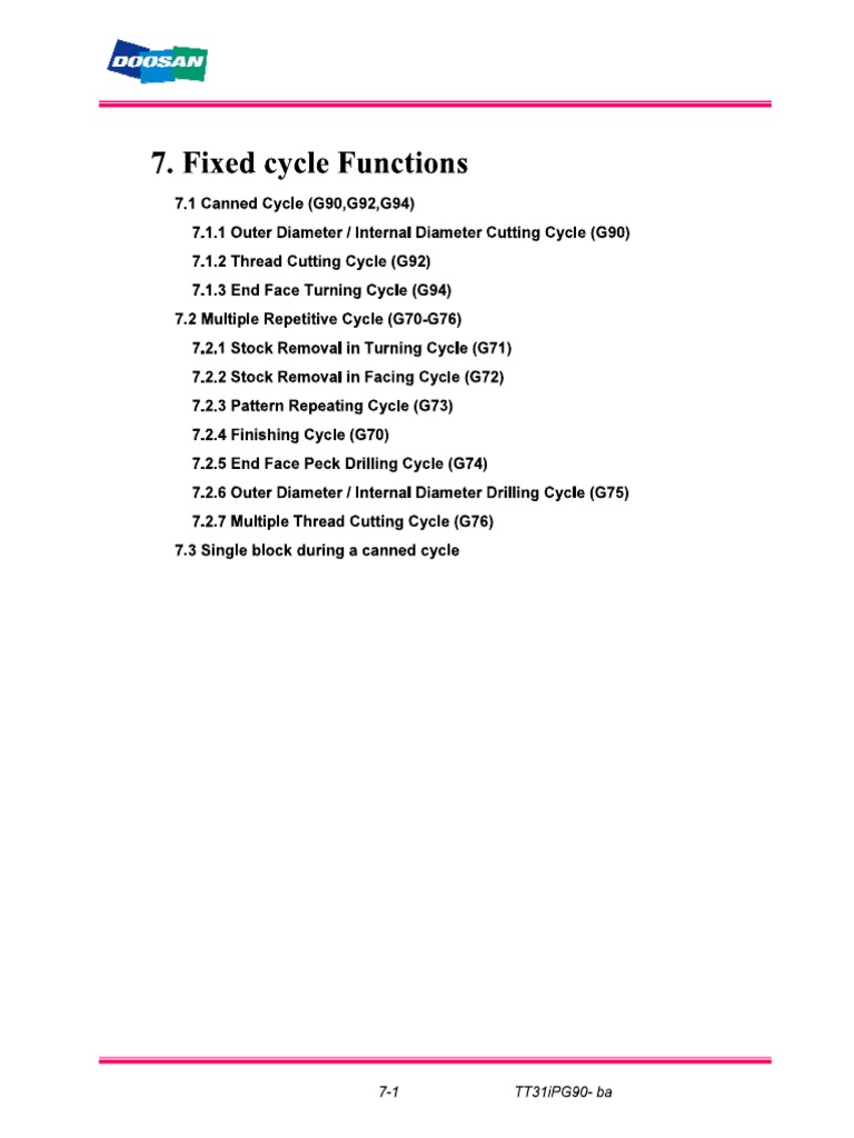 Doosan Lathe Programming, Canned Cycles | PDF