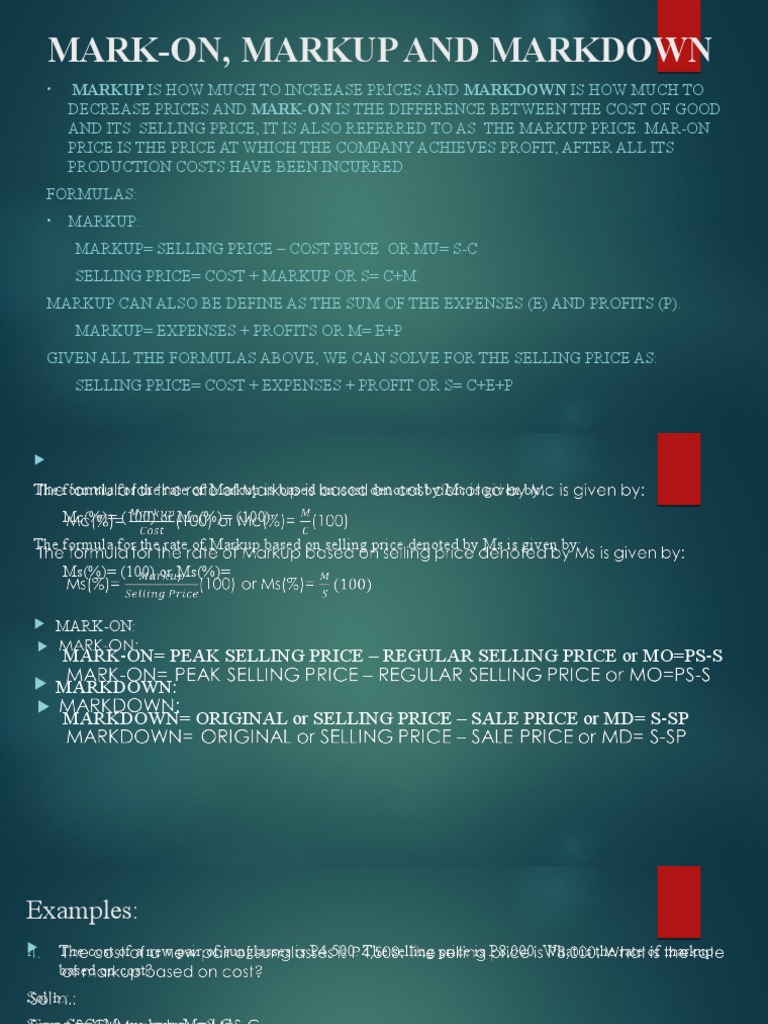 Mark On Markup and Markdown | PDF | Cost | Prices