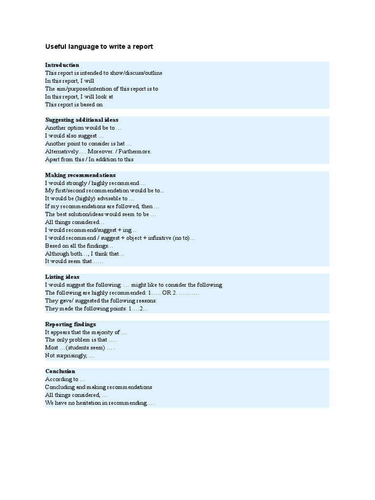 Useful Language To Write A Report | PDF