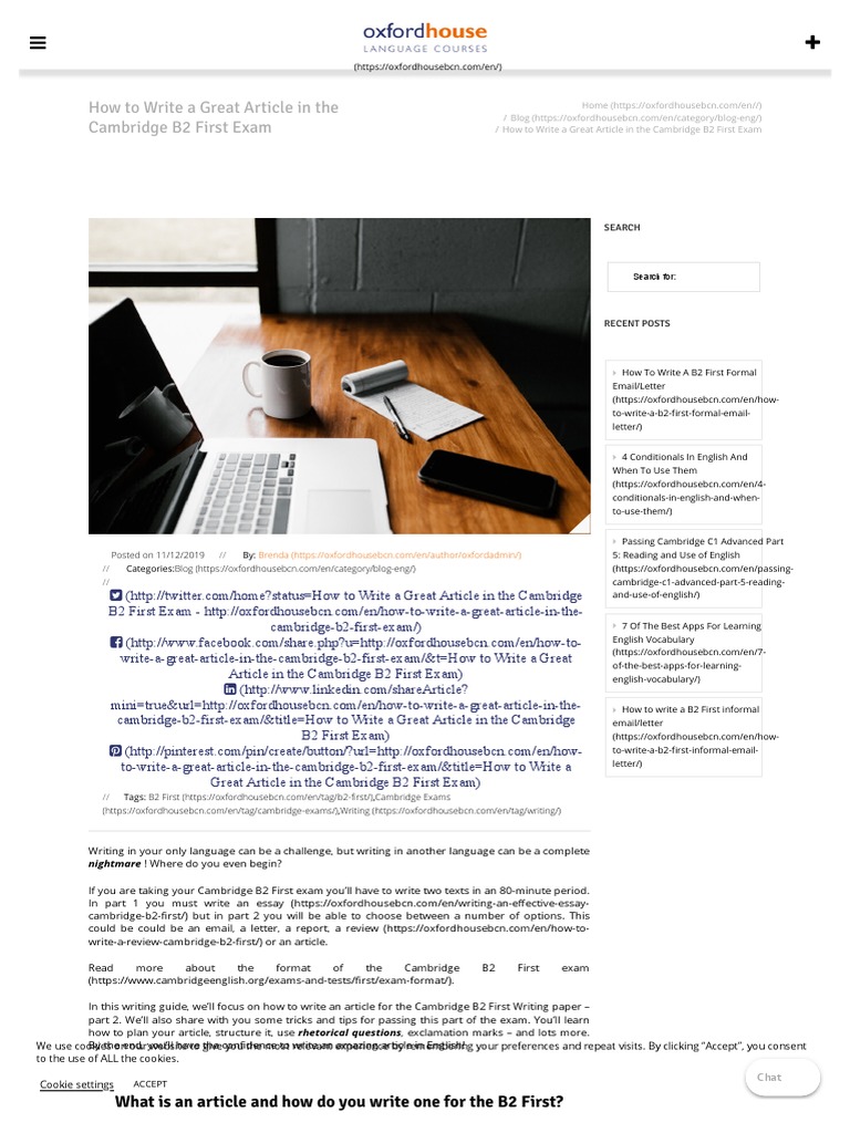 How To Write A Great Article in The Cambridge B2 First Exam - Oxford ...