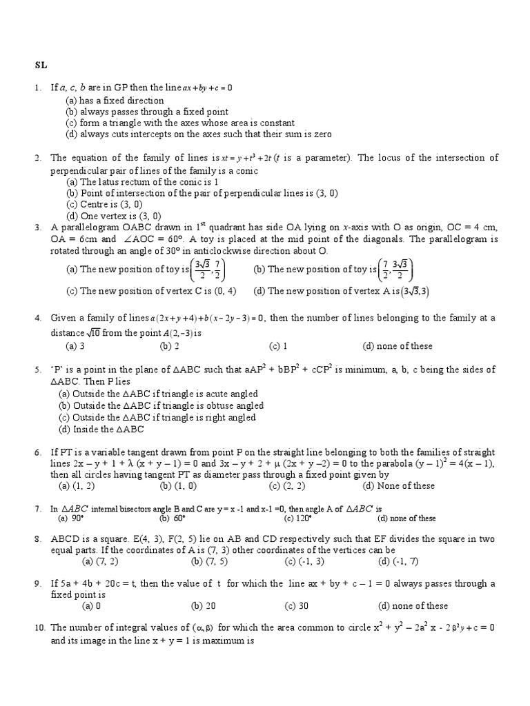 MP Straight Lines | PDF | Triangle | Analytic Geometry