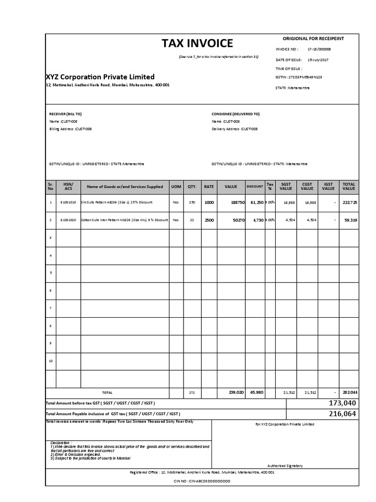 GST Bill Format in Excel | PDF | Invoice | Business