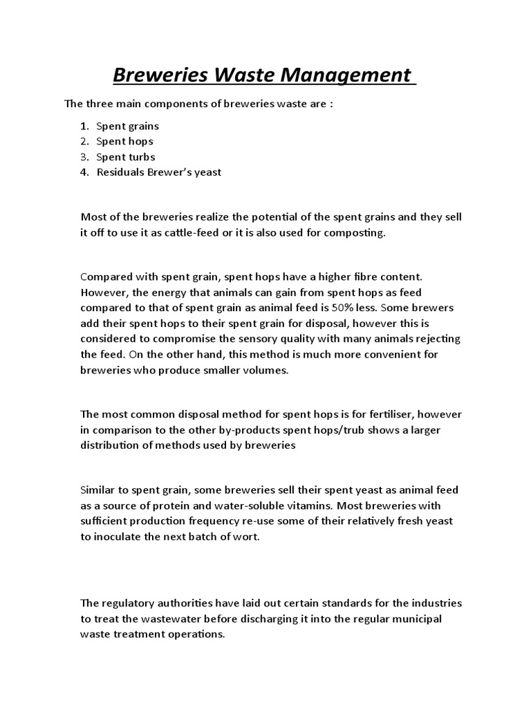 Breweries Waste Management | PDF