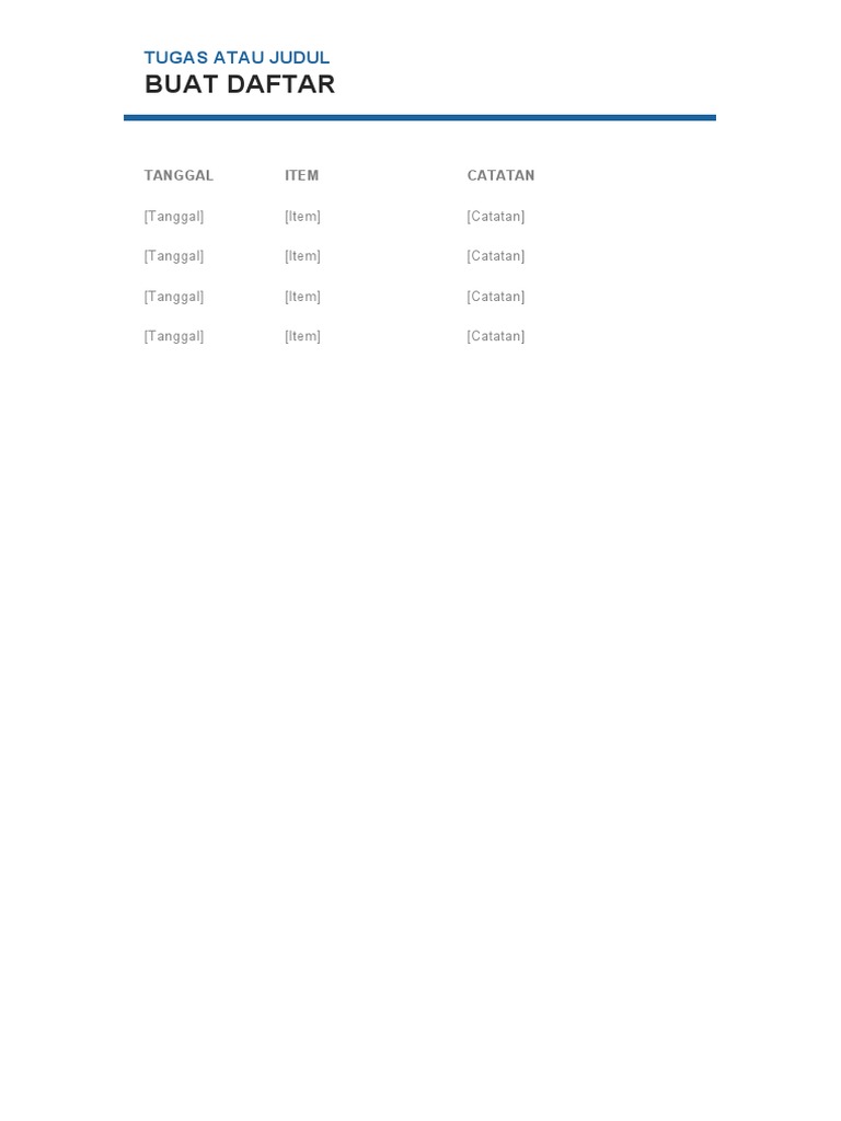 Format Contoh Daftar Tugas | PDF