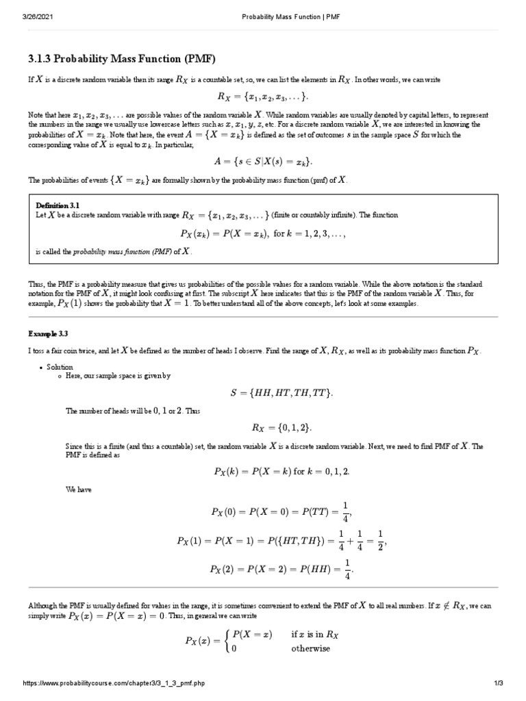 Probability Mass Function - PMF | PDF | Probability Distribution ...