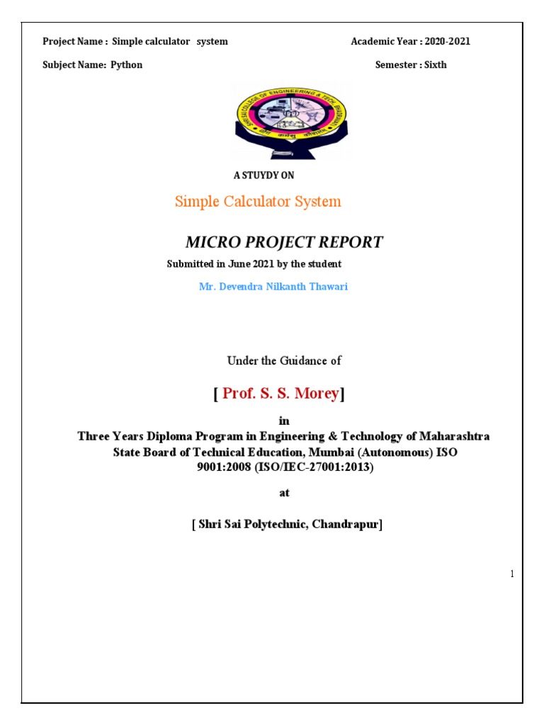 A Study on Developing a Simple Calculator System Using Python | PDF ...