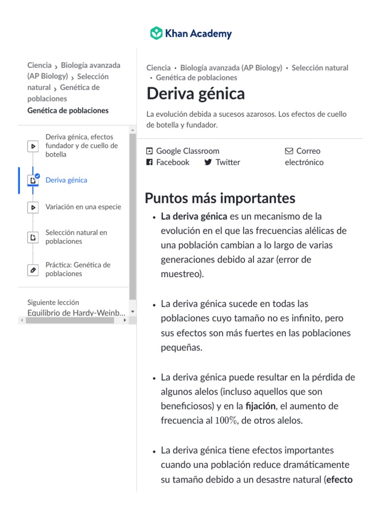 Deriva Génica (Artículo) - Selección Natural - Khan Academy | PDF ...