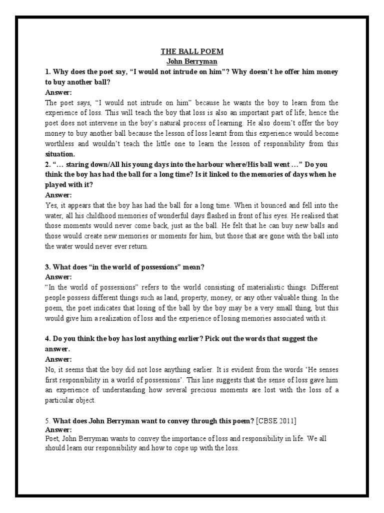 The Ball Poem 1 | PDF | Grief | Science