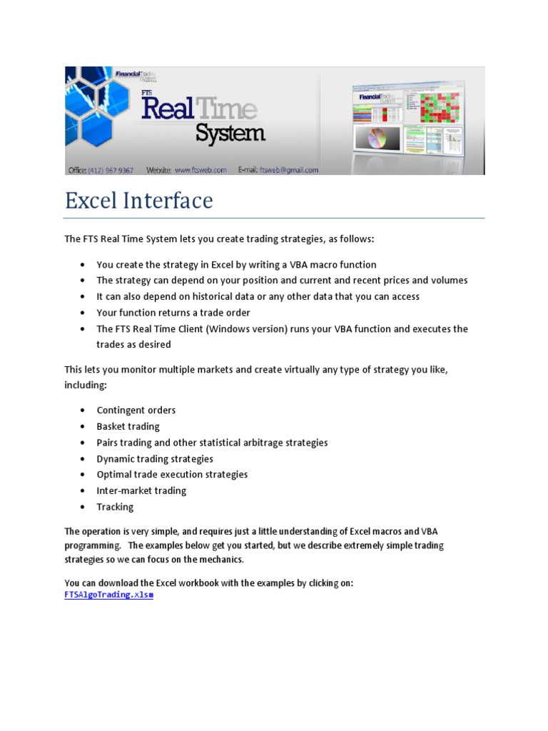 Excel Interface: Ftsalgotrading - XLSM | PDF | Microsoft Excel | Parameter (Computer Programming)