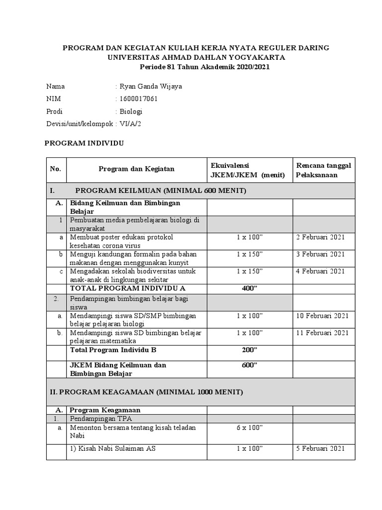 Form 1, Proker Tematik | PDF