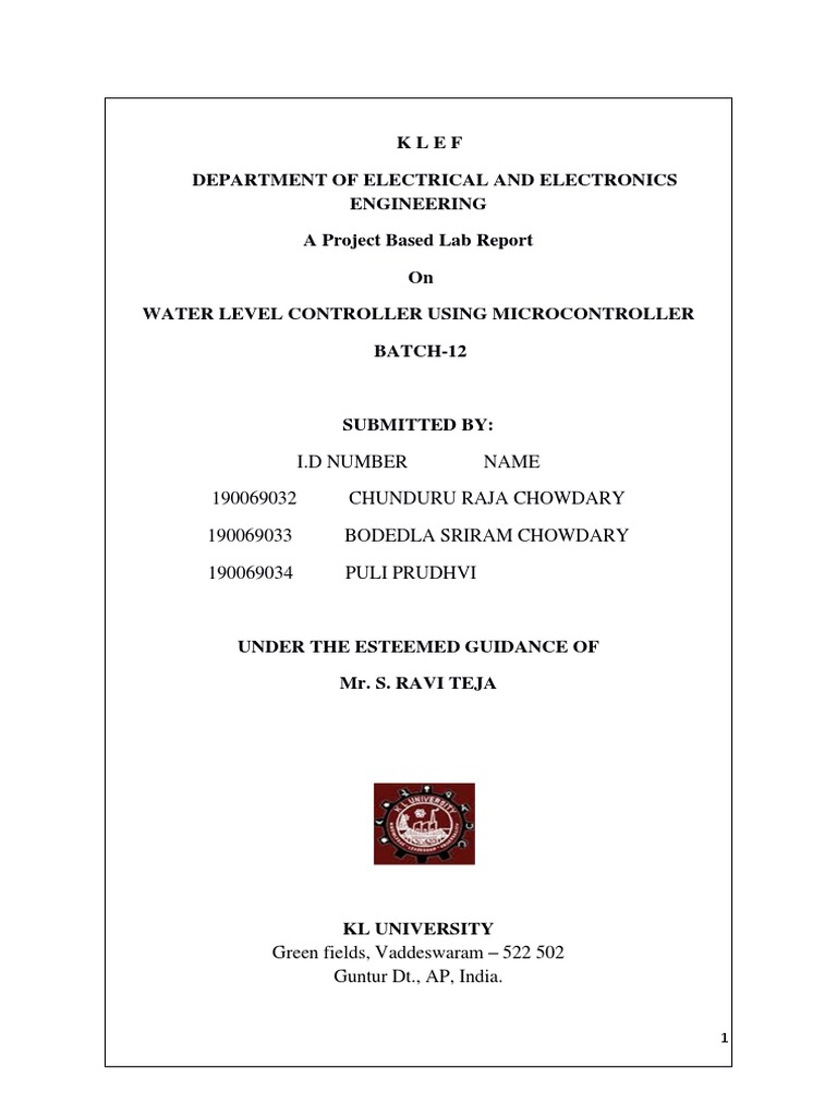 Klef Department of Electrical and Electronics Engineering A Project ...