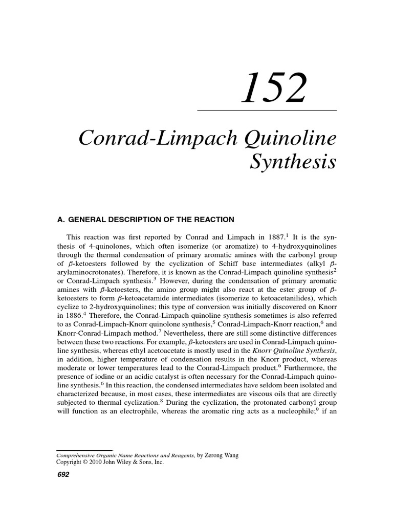 Conrad-Limpach Quinoline Synthesis: A. General Description of The ...