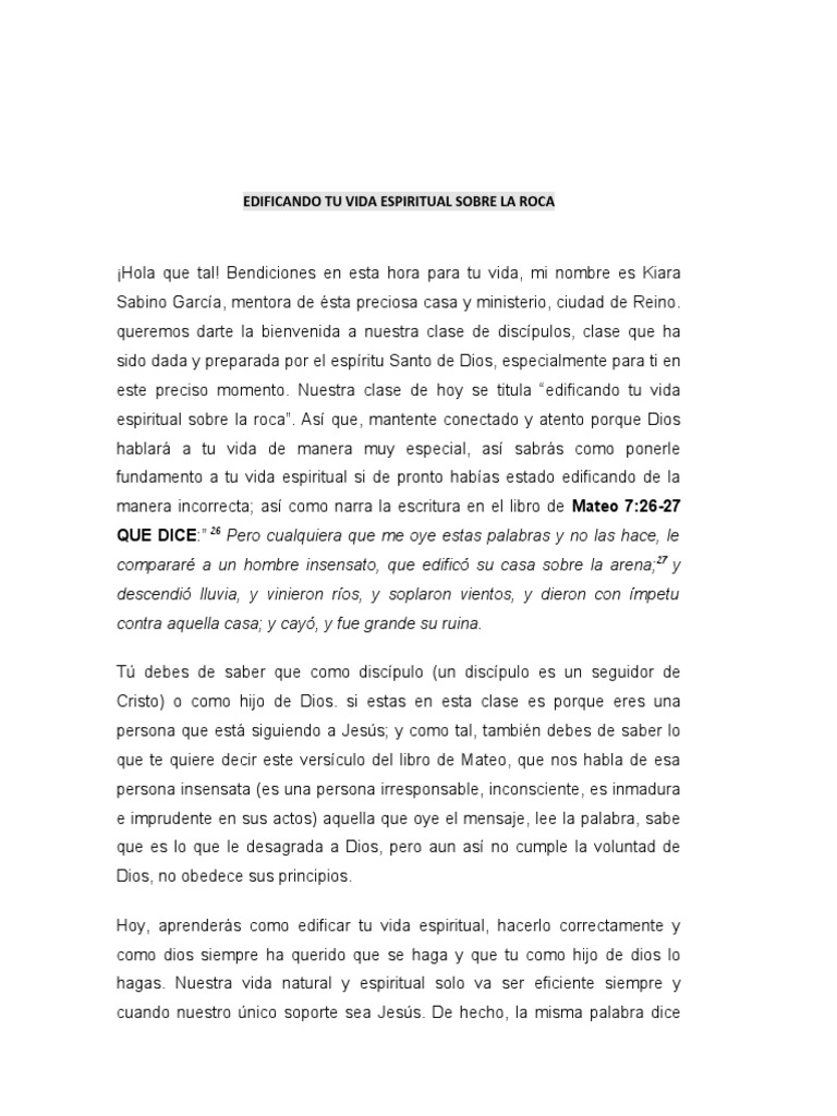 Edificando Tu Vida Espiritual Sobre La Roca | PDF | Cristo (título) | Roca (geología)