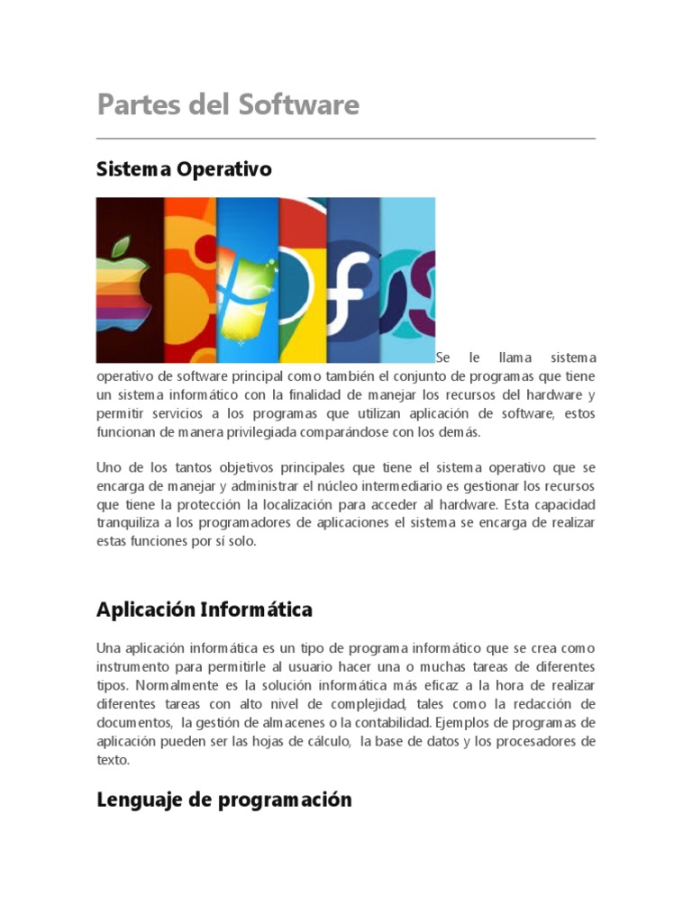Partes Esenciales del Software | PDF | Sistema operativo | Programa de ...