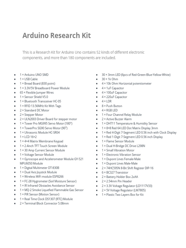E1-10 - Arduino Research Kit | PDF | Arduino | Sensor