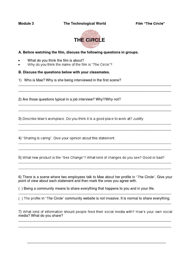 The Circle - Film Worksheet | PDF