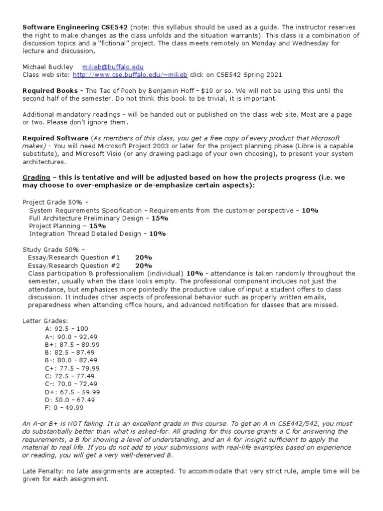 Cse542 Syllabus Pdf Abstraction Computer Science Class Computer Programming