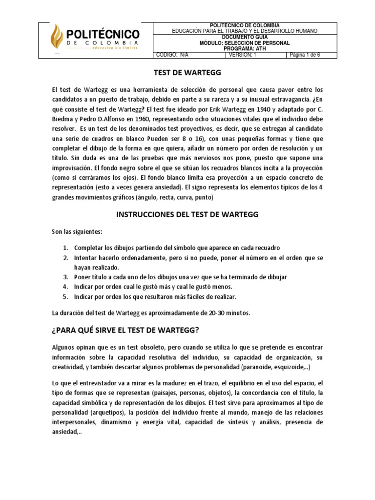 Pruebas de Seleccion Test de Wartegg | PDF | Las emociones | Gestión de ...