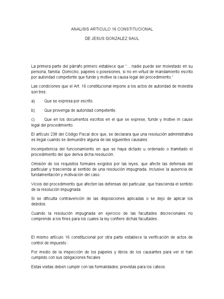 Analisis Articulo 16 Constitucional Pdf