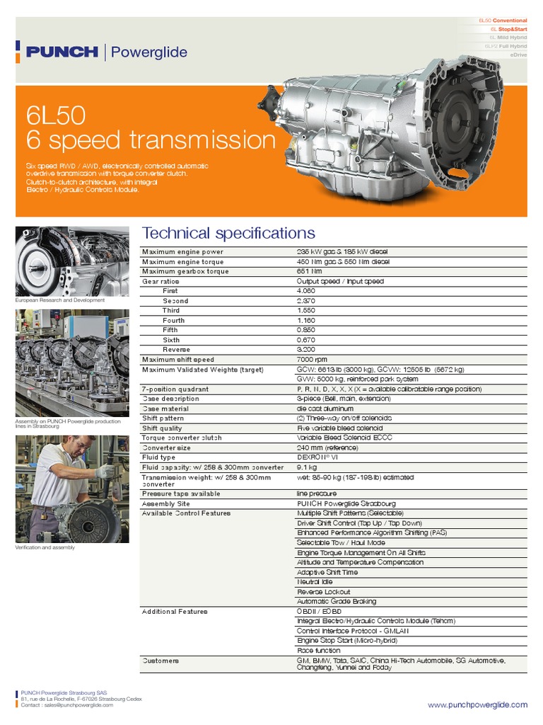 6L50 6 Speed Transmission: Technical Specifications | PDF | Automatic ...